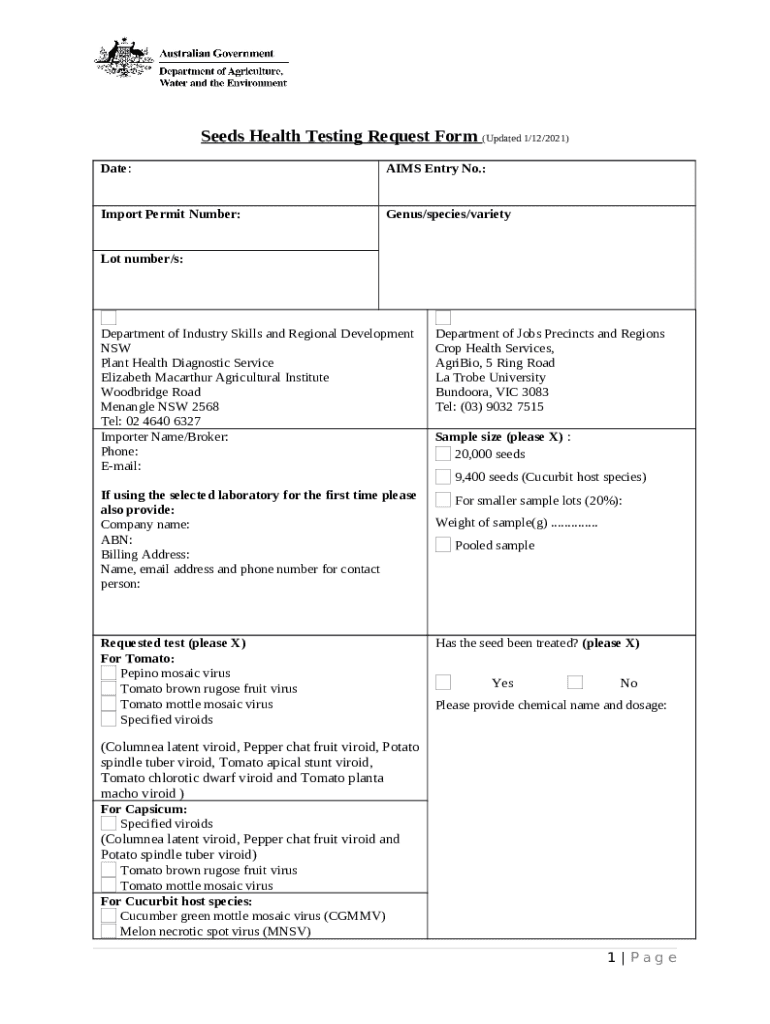 www.awe.gov.aupathogen-test-request-Seed Health Testing Request ...