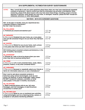 Fillable Online National Crime Victimization Survey: Supplemental ...