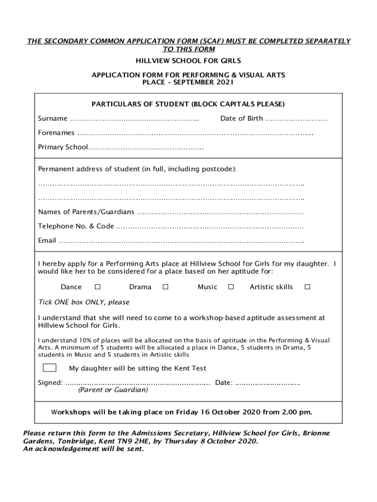 Fillable Online www.hillview.kent.sch.ukwp-contentuploadsTHE SECONDARY ...