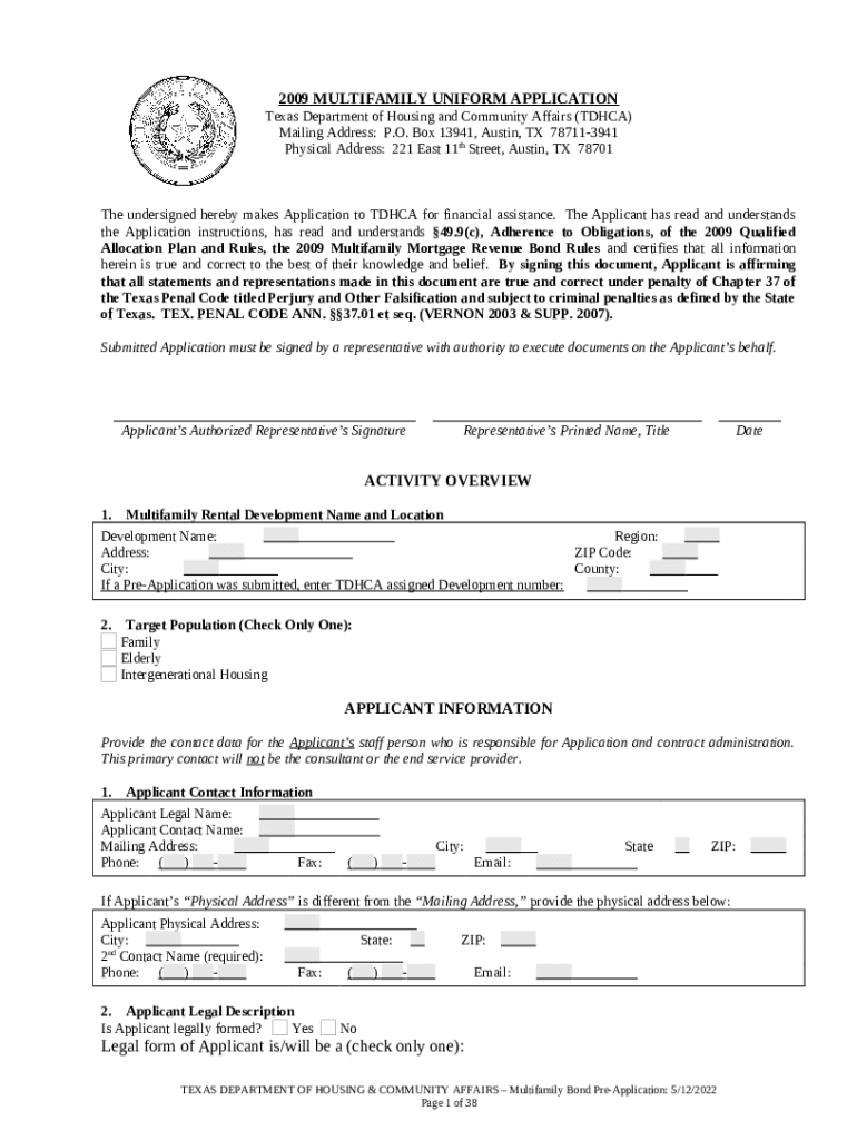 www.tdhca.state.tx.usmultifamilybond2009 Bond Refunding Uni Application ...
