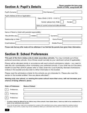 Fillable Online Transfer to Secondary School Application Form 2022 Fax ...