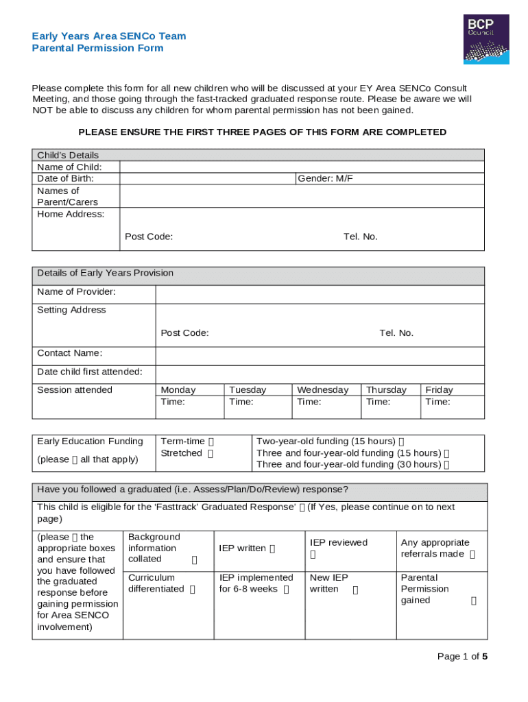 EY-Area-SENCO-Parent-Permission- Doc Template | pdfFiller