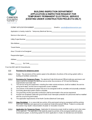 Fillable Online BUILDING INSPECTION DEPARTMENT APPLICATION ... Fax ...