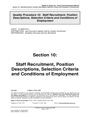 Fillable Online Staff Recruitment / Selection - Section O Recruitment ...