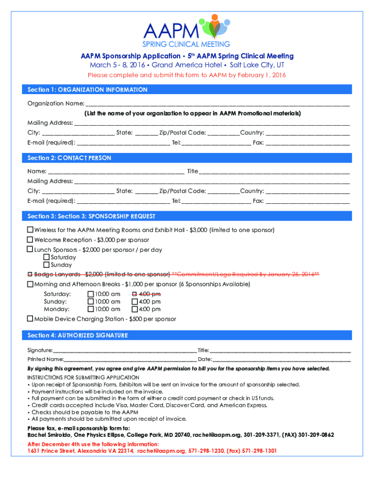 Fillable Online 2015 Exhibitor Function Request Form SCM - AAPM Fax ...