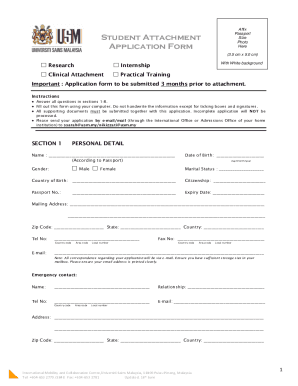 Fillable Online Affix Student Attachment Size Application Form Photo ...
