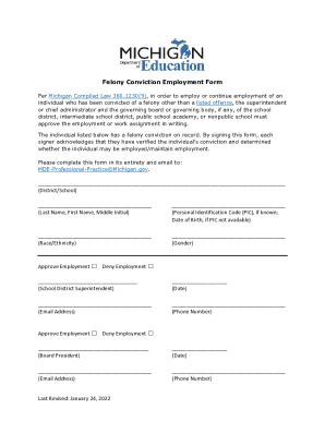 Fillable Online Felony Conviction Employment Form Fax Email Print ...