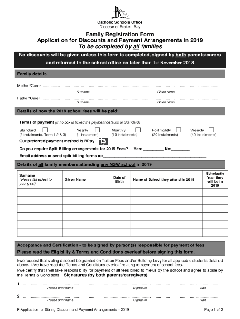 Fillable Online Fillable Online Application for Discounts and Payment ...