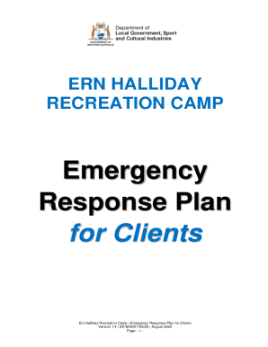 Fillable Online Emergency Response Plan for Clients - Ern Halliday ...