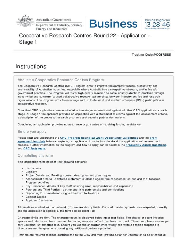 Fillable Online business.gov.au-mediaCRC Round 22 Sample Application ...