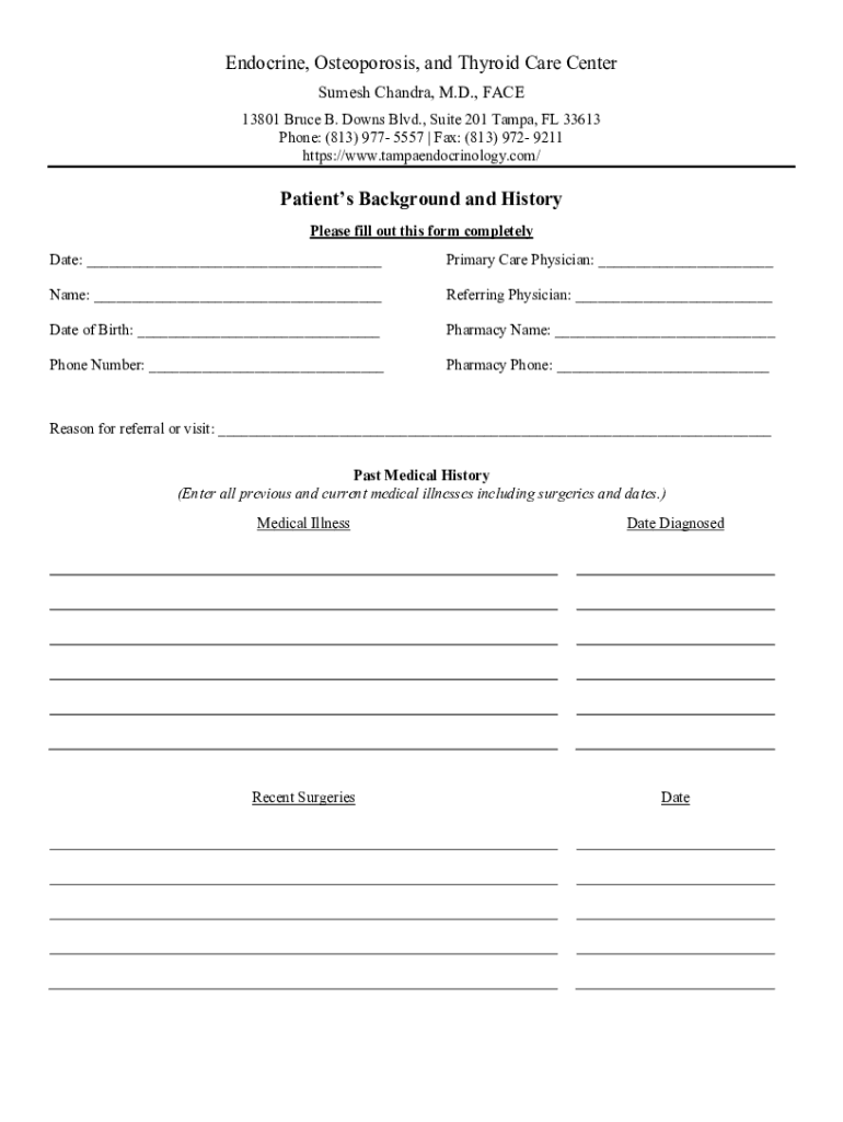 Fillable Online New Patient Forms - Dr. Sumesh Chandra Fax Email Print ...