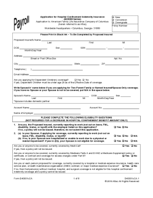 Fillable Online Aflac Choice Hospital Confinement Indemnity Insurance ...