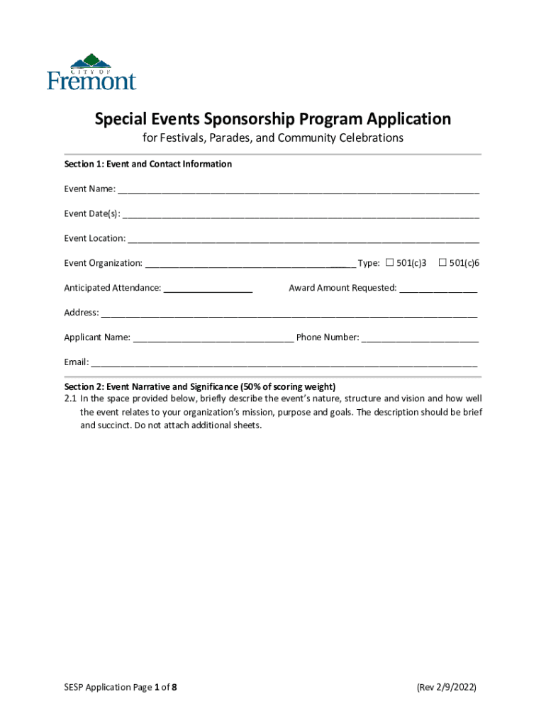 Fillable Online Event Sponsorship Grant Application - City of Elk Grove ...