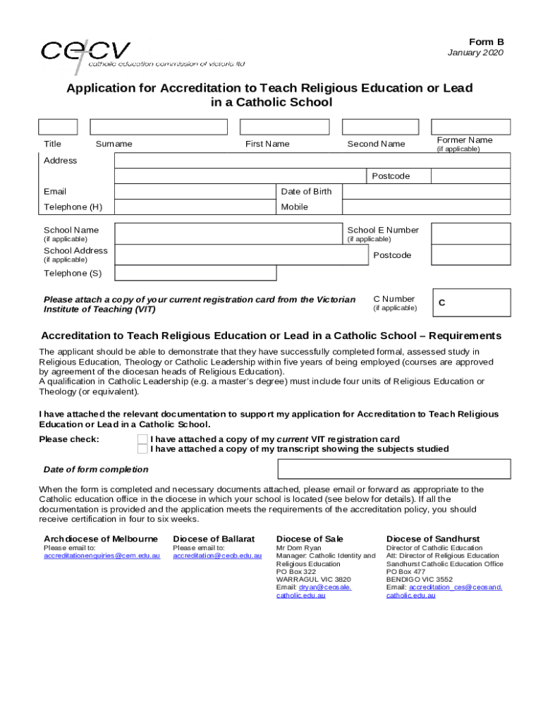 Application for Accreditation to Teach Religious Education in a ...