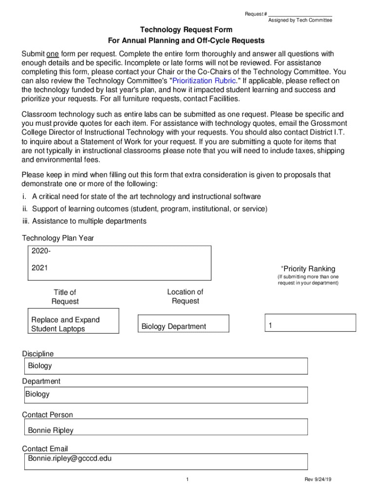 Fillable Online For Off-Cycle Requests Only Technology Request Form: Off-Cycle Fax Email Print ...