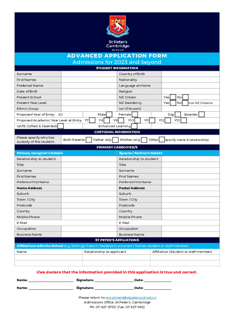 Fillable Online Advanced Application Form.doc Fax Email Print - pdfFiller