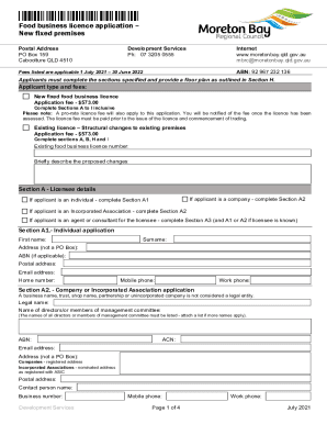 Fillable Online Food business licence application - New fixed premises ...