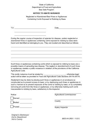 Fillable Online Notice to Abate Nuisance. BEE-04 Fax Email Print ...