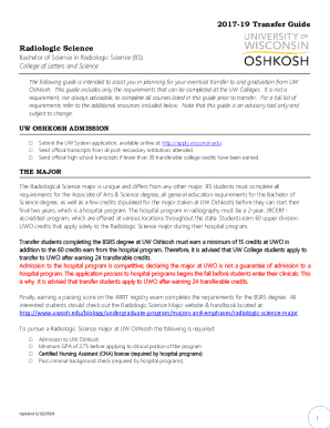 Fillable Online Bachelor of Science in Radiologic Science - UNC School ...