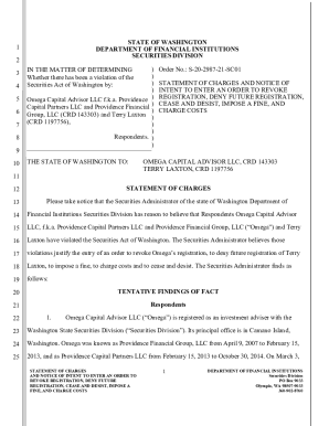 Fillable Online dfi wa Omega Capital Advisor LLC and Terry Laxton ...