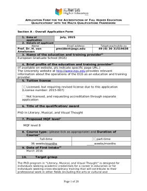 APPLICATION FOR THE ACCREDITATION OF FULL HIGHER EDUCATION QUALIFICATIONSWITH THE MALTA ...