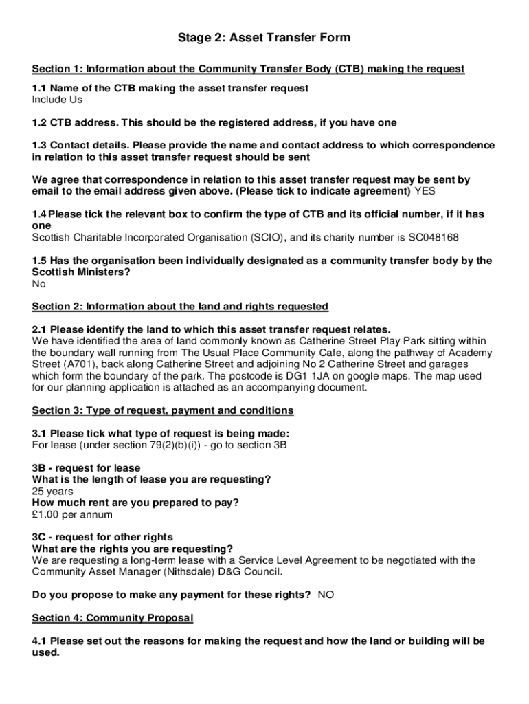 Fillable Online www.dumgal.gov.ukmedia21232Stage 2: Asset Transfer Form ...