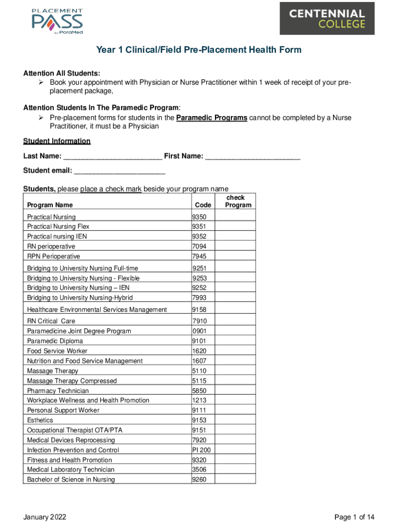 Fillable Online cdn.centennialcollege.ca ccwiden sClinical-Pre ...