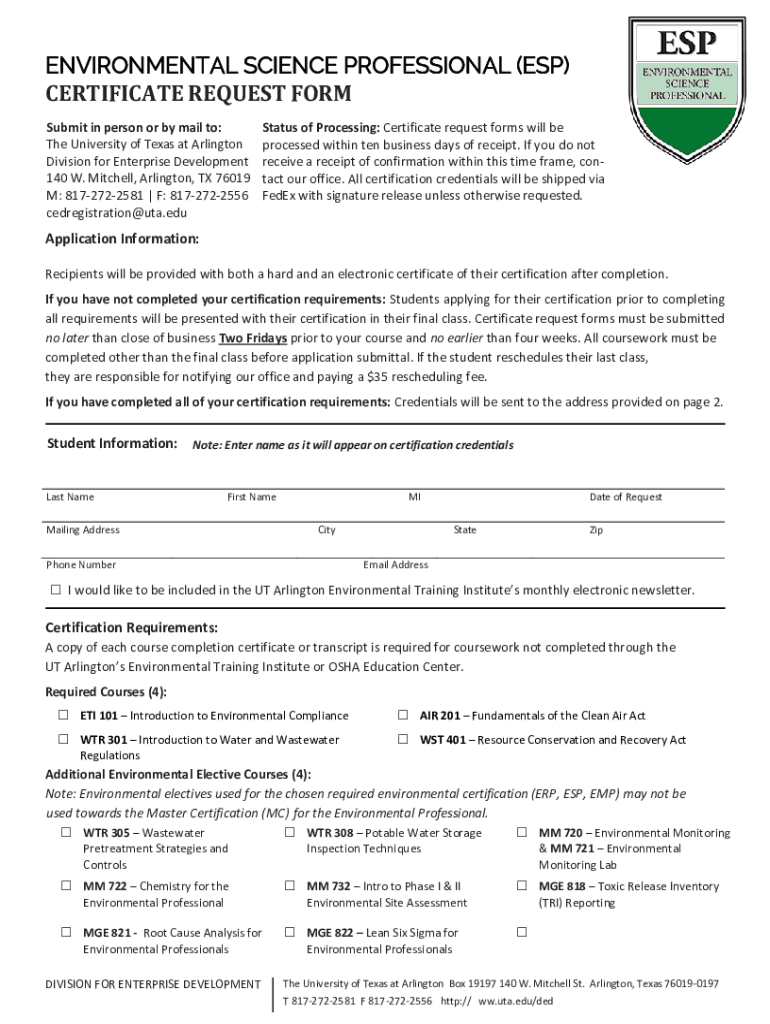 Fillable Online www.pdffiller.com474858557--ESP-CertificateGet the free ESP Certificate Request ...