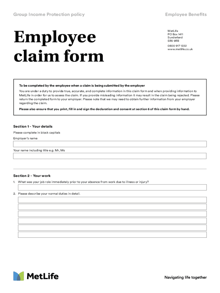 Fillable Online Claim form- employee Fax Email Print - pdfFiller