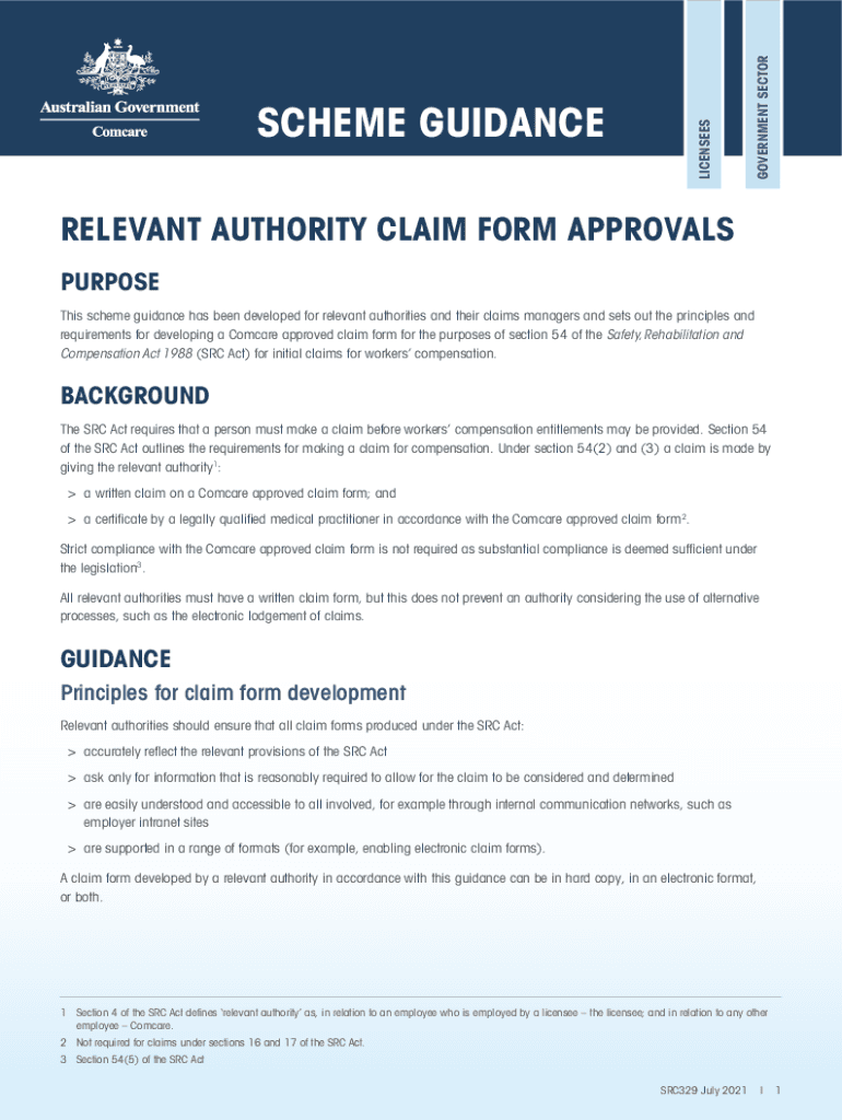 Fillable Online Relevant authority claim form approvals. This scheme ...