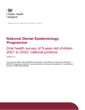 Fillable Online Oral health survey of 5 year old children: national ...