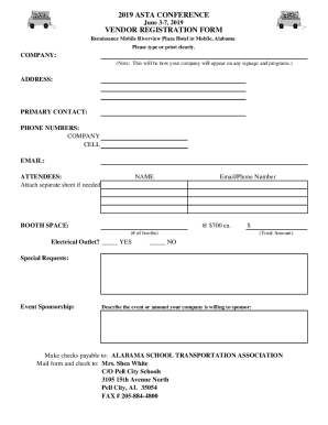 Fillable Online ASTA Vendor Registration form Fax Email Print - pdfFiller