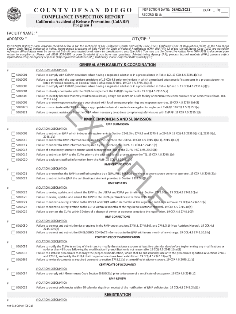 Fillable Online DEH CUPA Inspection eForm (See UPFP page footer for ...