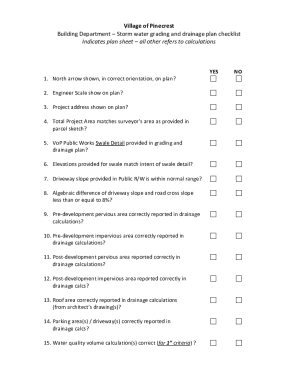 Fillable Online SW Grading and Drainage Plan Checklist - pinecrest-fl ...