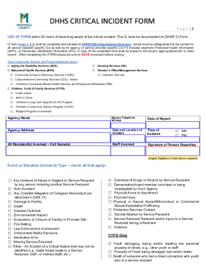 Fillable Online county milwaukee Critical Incident Reporting Form North ...