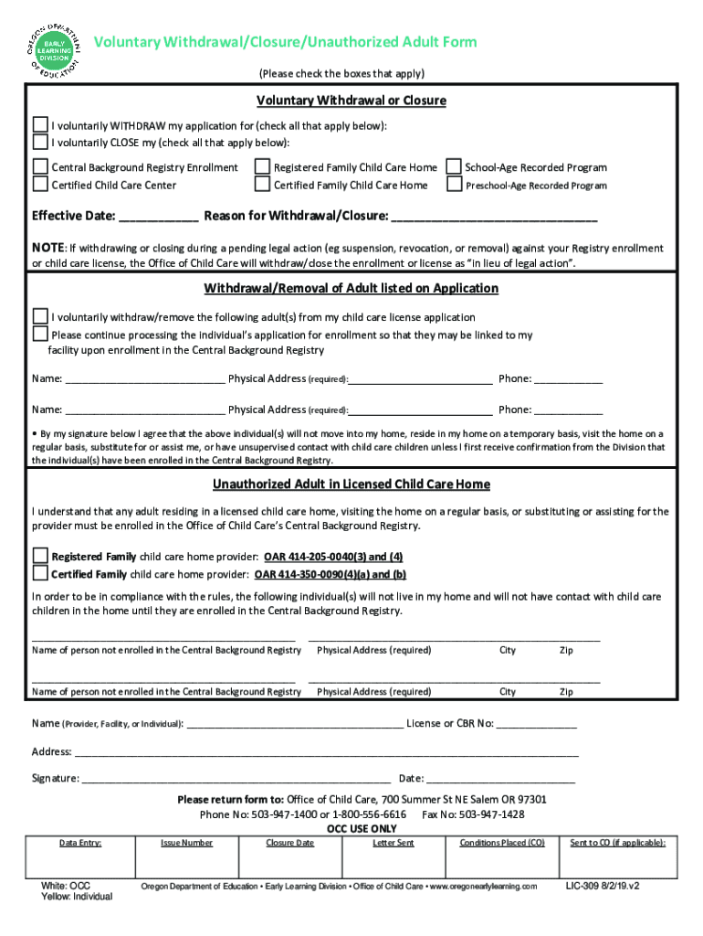 Fillable Online LIC-309 Voluntary Withdrawal EN (fillable) - Oregon ...