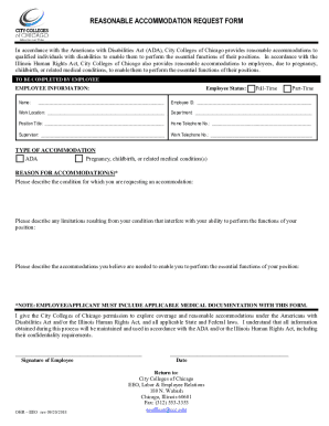 Fillable Online REASONABLE ACCOMMODATION REQUEST FORM - City Colleges ...
