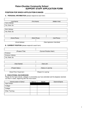 Fillable Online Paton-Churdan Community School SUPPORT STAFF ...