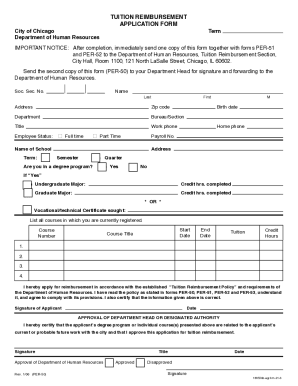 Fillable Online TUITION REIMBURSEMENT APPLICATION FORM City of Chicago ... Fax Email Print ...