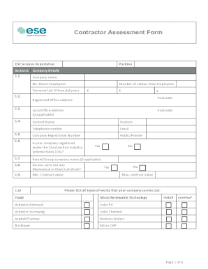 Fillable Online Contractor Assessment Form.docx Fax Email Print - pdfFiller
