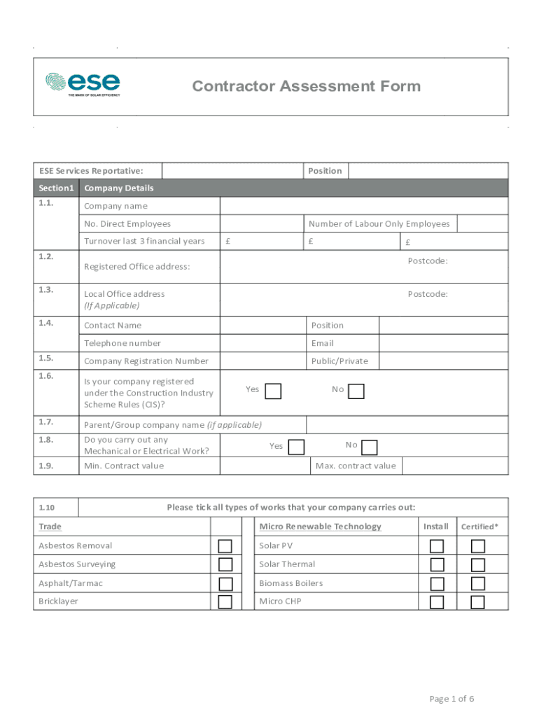 Fillable Online Contractor Assessment Form.docx Fax Email Print - pdfFiller