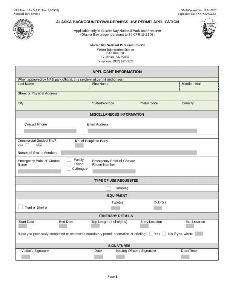 Fillable Online www.nps.gov glba planyourvisitGlacier Bay National Park ...