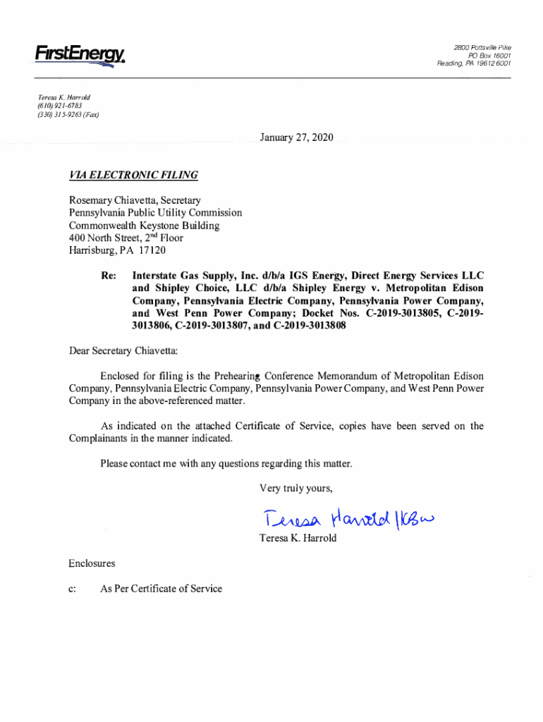Fillable Online Teresa Harrold, Esquire 2800 Pottsville Pike P.O. Box ... Fax Email Print ...