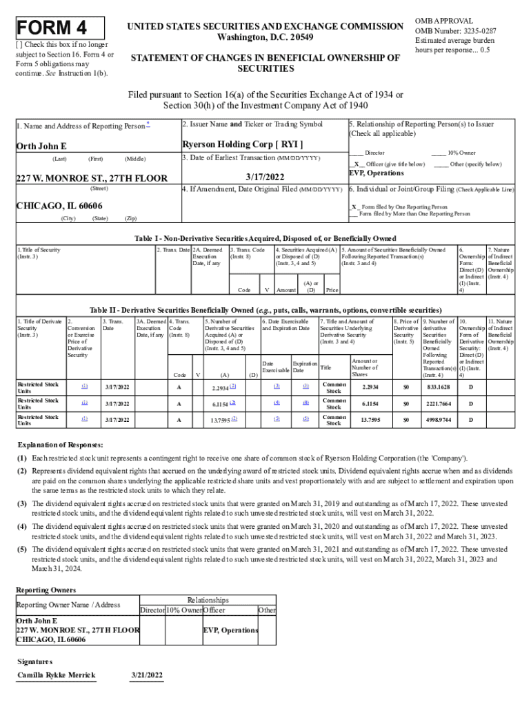 Fillable Online FORM 4Check this box if no longer subject to Section 16 ...