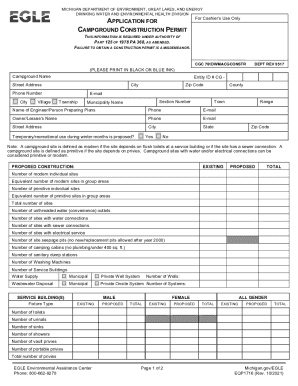 Fillable Online Application for Campground Construction Permit. Application for Campground ...