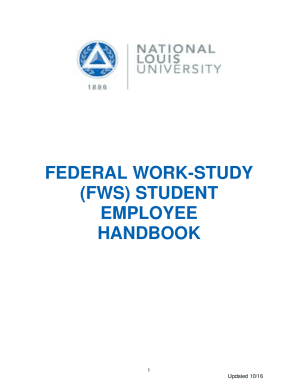 Fillable Online FEDERAL WORK-STUDY (FWS) STUDENT EMPLOYEE HANDBOOK Fax ...