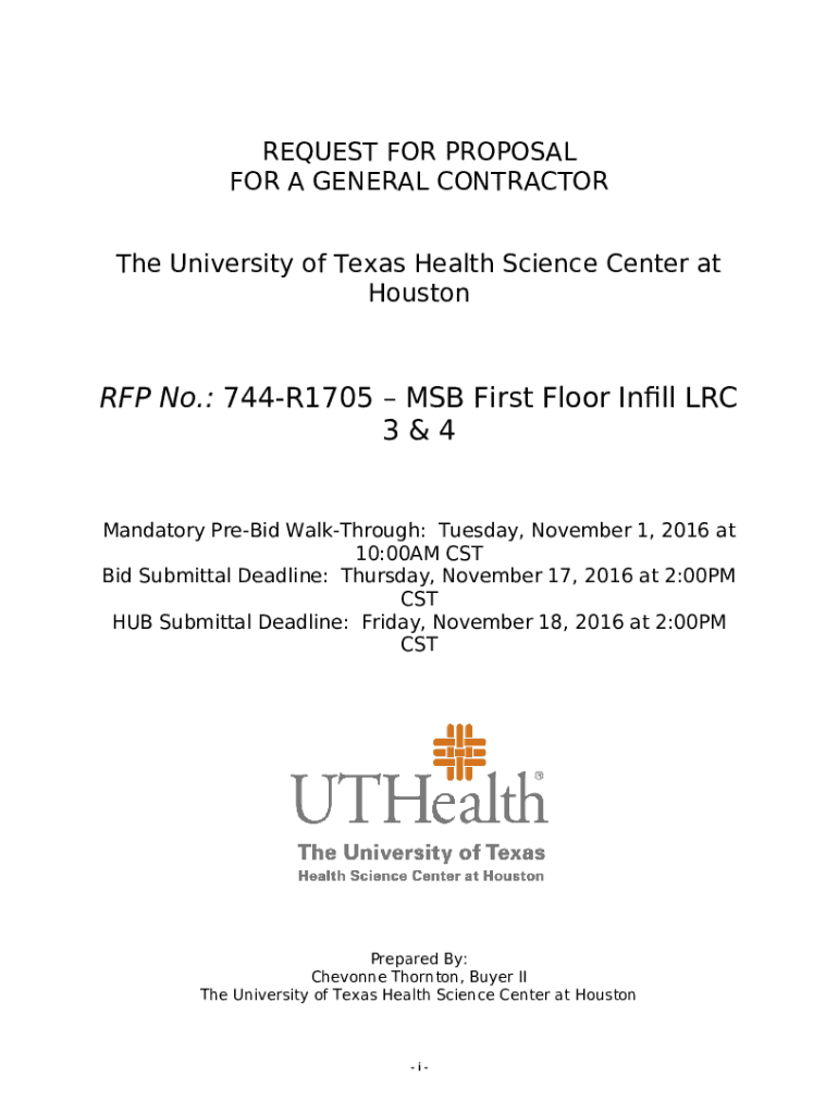 REQUEST FOR PROPOSAL - UTH Doc Template | pdfFiller