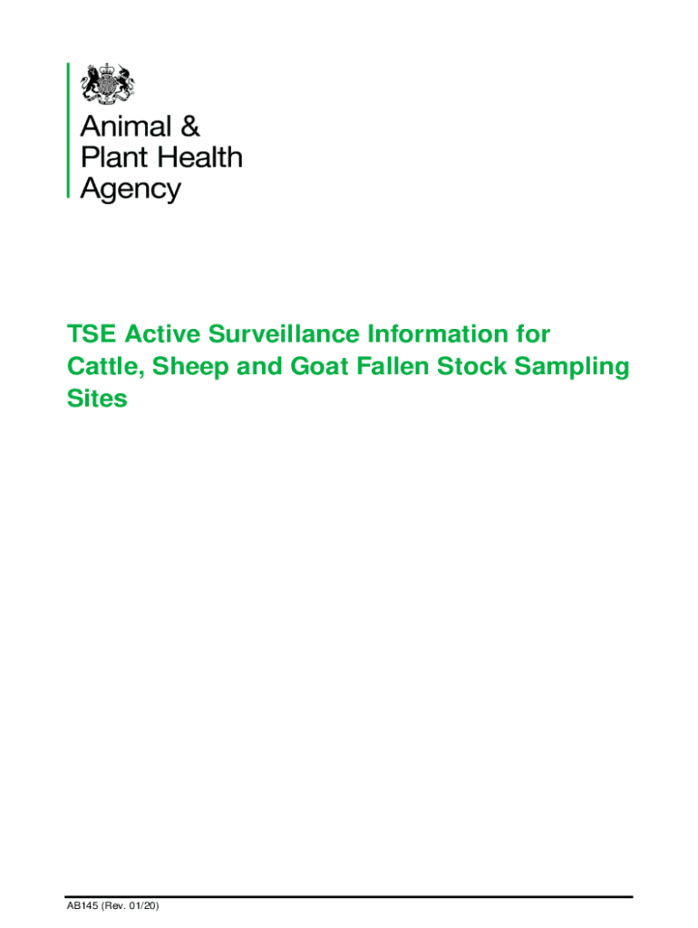 Fillable Online TSE Active Surveillance Information for Cattle, Sheep ...