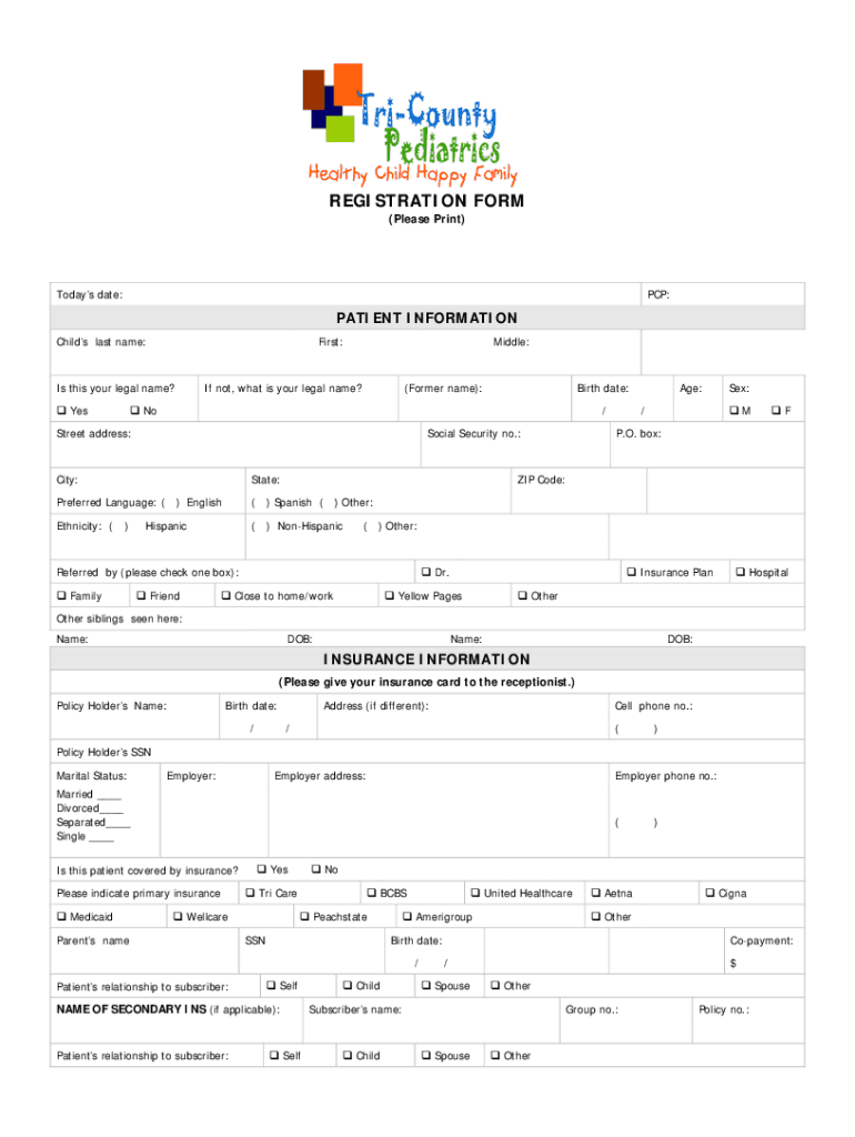 Fillable Online TODAYS DATE / / REGISTRATION FORM Fax Email Print - pdfFiller