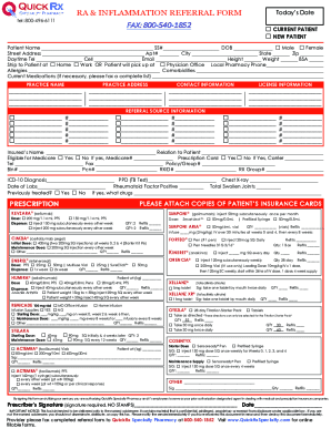 Fillable Online RHEUMATOID ARTHRITIS PRESCRIPTION AND REFERRAL FORM Fax ...